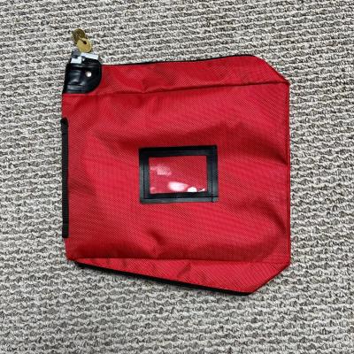 China Red Nylon Security Money Bag with Lock Keys 12x8 Inch Waterproof Bank Bag for sale