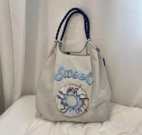 China Embroidered Reusable Shopping Bag Nylon Hand Shoulder Crossbody Bag 40x30x9cm for Women for sale