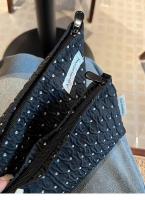 China Polka Dot Black Makeup Bag Portable Travel Storage Pouch 19x12x3cm for sale