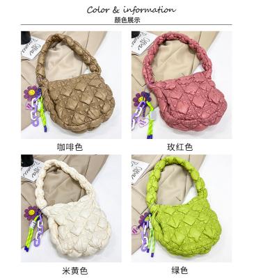 China Mini Nylon Shoulder Bag 28x23x10cm Pleated Cloud Underarm Bag for Women for sale