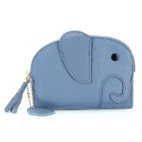 China Genuine Leather Women's Coin Purse Elephant Tassel Zipper Bag 11x14x1.5cm Key Wallet for sale