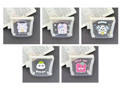 China Cartoon Net Coin Purse Cute Change Storage Bag Transparent Portable Card Pocket 11.5x9.5x3.5cm for sale