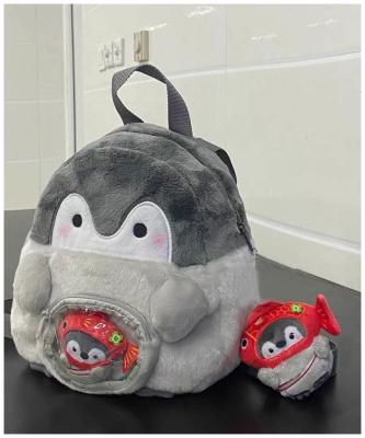 China Velvet Penguin Backpack 20x23x10cm Cute Fluffy Schoolbag for Women College Students for sale