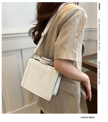 China Women's PU Leather Small Square Crossbody Bag 21x18x8cm Adjustable Shoulder Strap Commuter Handbag for sale