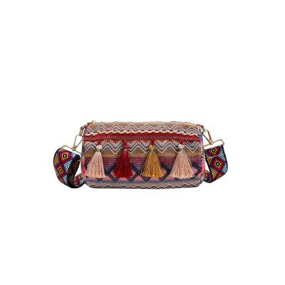 China Chinese Style Canvas Crossbody Bag 20x12x12cm Adjustable Shoulder Strap Women Pillow Bag for sale