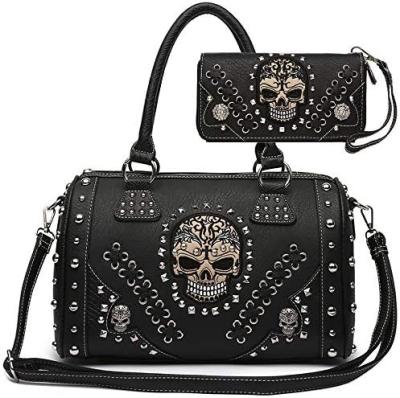 China Sugar Skull Day of the Dead Punk Art Purse Handbag with Removable Strap 13x8.5x5.5 inch for sale
