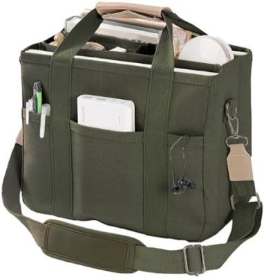 China Canvas Tote Bag with Multi Pockets Crossbody Shoulder Handbag for Women Trendy Durable 15L Capacity for sale
