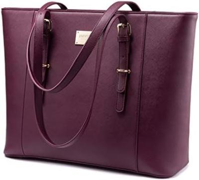 China LOVEVOOK Structured Leather Laptop Bag for Women 15.6 Inch Professional Work Tote for sale
