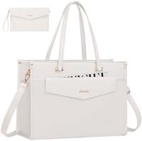 China LOVEVOOK 15.6 Inch Laptop Bag for Women PU Leather Tote 2-in-1 Work Briefcase with Detachable Clutch for sale