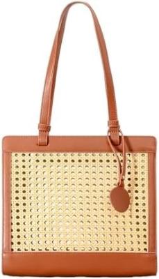 China Woven Rattan Straw Beach Tote Bag for Women Summer 31.5x12x30 cm Hollow Design Handbag for sale