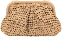 China Women's Handwoven Straw Clutch Bag 4.3x2.7x10.3in Eco-Friendly Rattan Purse for sale