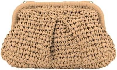 China Women's Handwoven Straw Clutch Bag 4.3x2.7x10.3in Eco-Friendly Rattan Purse for sale
