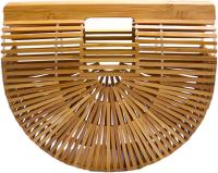 China Handmade Bamboo Tote Bag for Women Large Straw Beach Purse 12.5x10.5x4 Inches for sale