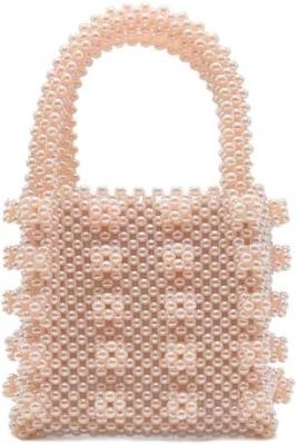 China MIUCO Women's Handmade Beaded Crystal Pearl Tote Bag 6.3in Handle Height 7.5in for sale