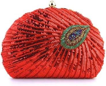 China Women's Sequin Evening Clutch Bag 23x5x15cm Sparkling Shell Shape Handbag for Party Wedding for sale