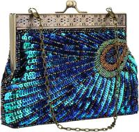 China Vintage Sequin Evening Clutch Purse for Women Beaded Handbag 8.7x5.5 Inch Wedding Party Bag for sale