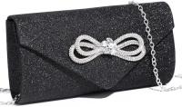 China Women Evening Handbag Shiny Crystal Bow Flap Clutch Purse 10.62x5x1.96 Inches Wedding Party Prom for sale