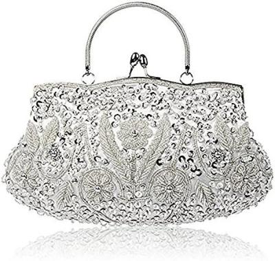 China TMORE Beaded Sequin Flower Evening Purse Large Clutch Bag 11.4x10.2 Inch Polyester for sale