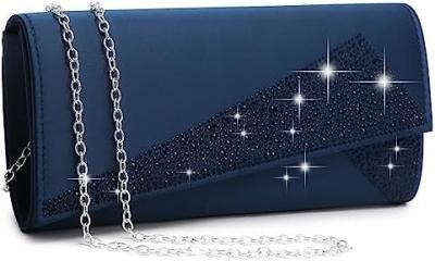 China Dasein Women Satin Rhinestone Clutch Evening Bag 9.8x5x2 Inches Sparkle Glitter Purse Handbag for Party Wedding for sale