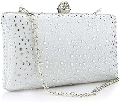 China Women's Rhinestone Evening Clutch Bag 18cm x 10cm Detachable Chain Crossbody Purse for sale