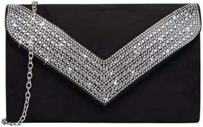 China Rhinestone Clutch Purse for Women Faux Suede Evening Bag with 47in Chain Shoulder Handbag for sale