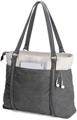 China Women Canvas Laptop Tote Bag 15.6 Inch Lightweight Work Handbag Purse for sale