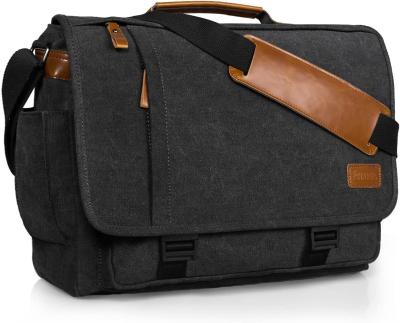 China Water Resistant Canvas Messenger Bag 15.6 Inch Laptop Shoulder Briefcase for Men Business Work for sale