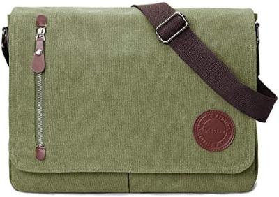 China Vintage Canvas Messenger Bag for Men Women 13.5 Inch Laptop Travel Shoulder Bag for sale