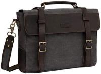China Vintage Canvas Leather Messenger Bag 16.5x3.5x12.2 Inch Laptop Satchel Shoulder Business Briefcase for sale