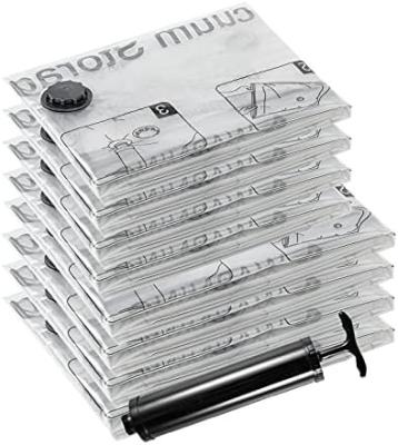 China SUOCO 8 Pack Medium Vacuum Storage Bags with Hand Pump 80% Space Saving Compression Bags for Clothes for sale