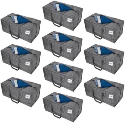 China VENO 4 Pack Moving Bags Plastic Storage Totes 86L Large Clothes Organization with Lid Zipper for sale