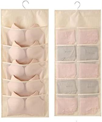 China LIREX 10 Pocket Bra Storage Organizer Foldable Hanging Closet Wardrobe Wall Mount 600D Oxford Fabric for sale