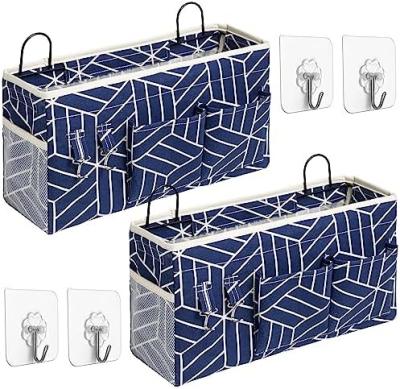 China Large Wall Hanging Storage Bag 38cm x 20cm Waterproof Linen Fabric Organizer for Bedroom Living Room for sale