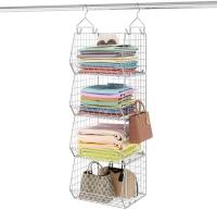 China X-COSRACK 4 Tier Foldable Closet Organizer with 5 S Hooks Wall Mount Wire Storage Basket Bins for sale
