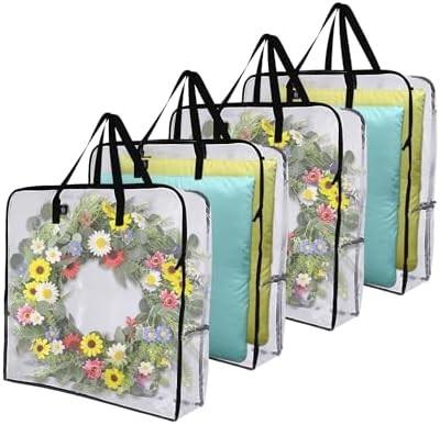 China VENO 5 Pack Moving Bags 25 Gallon Wreath Storage Container Clear Heavy Duty Polypropylene for sale