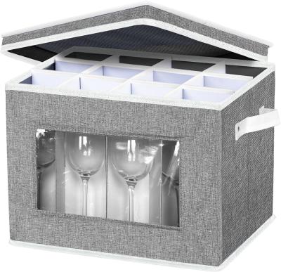 China Homyfort Wine Glass Storage Case with Dividers Hard Shell for 12 Stemware 14.5x11x9.8 Inches for sale