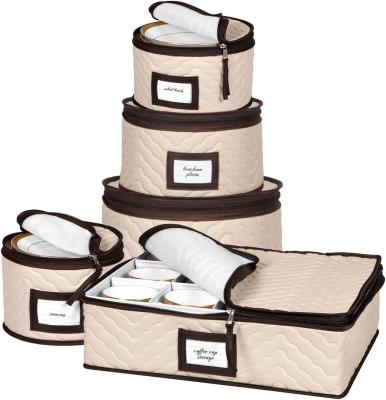 China China Storage Containers 5-Piece Set Moving Boxes for Dinnerware 12 Place Settings Sturdy Quilted for sale