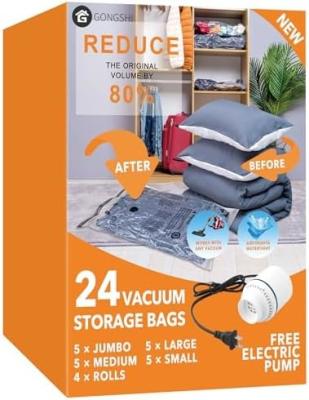 China 12 Pack Vacuum Storage Bags 4 Sizes Jumbo 40x30in Large 32x24in Space Saver Compression Bags Reusable for sale
