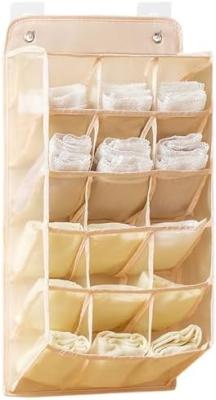China 3D Mesh Hanging Closet Organizer 20 lb Capacity Wall Shelf Storage Bag Beige 2 Pack for sale