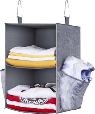 China KEETDY 2-Shelf Hanging Closet Organizer 12x12x16 Inch with 2 Large Shoe Pockets for Small Closet Storage for sale