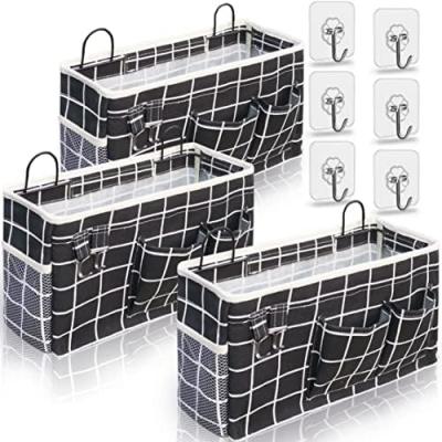 China Cotton Linen Wall Storage Basket Set of 2 with 38cm Large Pockets for Closet Kitchen Bedroom Office for sale