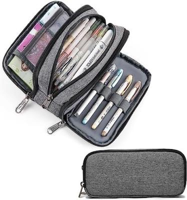 China Cotton Linen Large Capacity Pen Case 70 Slots Durable Zipper Pencil Pouch for sale