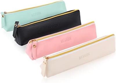 China ISuperb 4 Pcs PU Leather Pencil Pouch Set 20x3.5x4.5cm Waterproof Storage Bag for Pens Cosmetics for sale