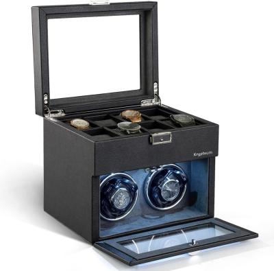 China Automatic Double Watch Winder with 8 Slot Storage Box, Quiet Japanese Motor, 100-240V AC for sale
