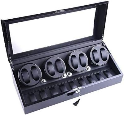 China XTELARY 4 Motor Watch Winder for Automatic Watches Wooden Display Box with 8+9 Storage Safe Lock for sale