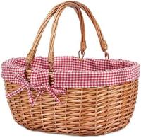 China Natural Willow Wicker Picnic Basket 12.9x9.6x7.8 Inch with Double Folding Handles for sale