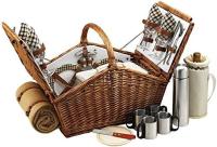 China Handcrafted Willow Picnic Basket for 4 with Leather Straps 23x15.5x9.25 Inch Premium Set for sale
