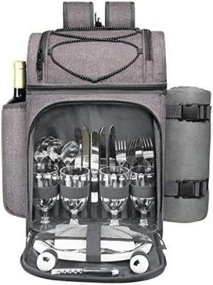China Hap Tim 4 Person Picnic Backpack Cooler 20L Insulated Leakproof with Wine Holder and Fleece Blanket for sale