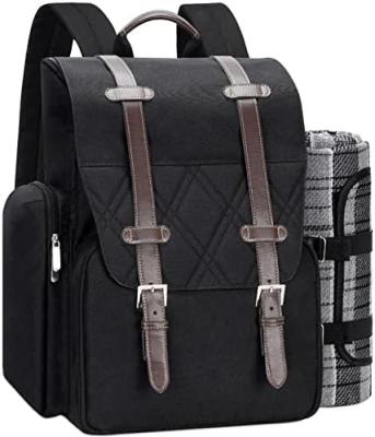 China Picnic Backpack for 4 Person with Insulated Cooler Bag 17x11.5x5.5 Inch and Wine Pouch for sale