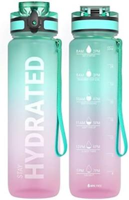 China 32oz Motivational Sports Water Bottle with Time Marker Tritan BPA Free Leakproof for sale